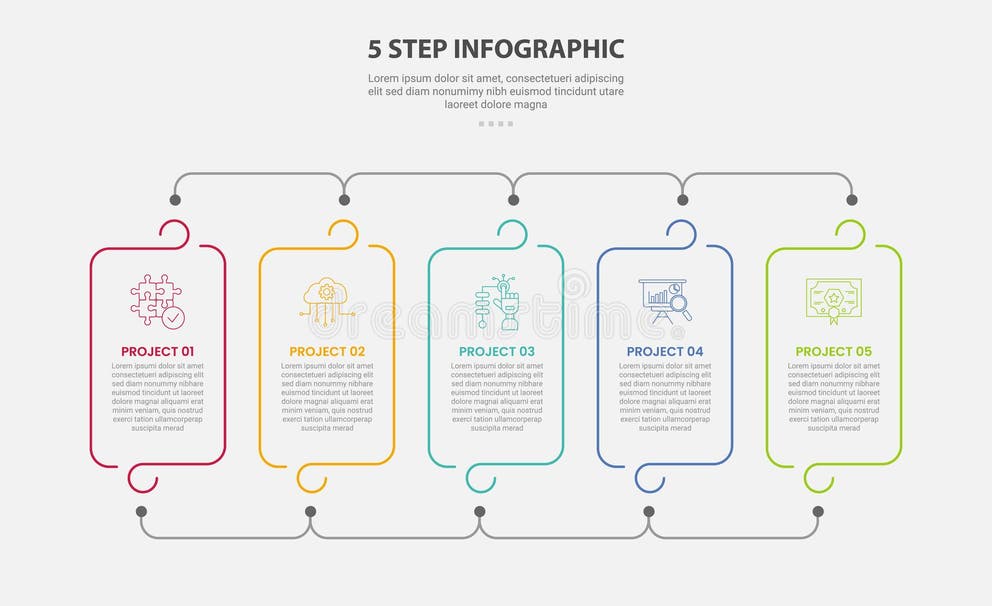 5 Points Template Infographic Outline Style with 5 Point Step Template ...