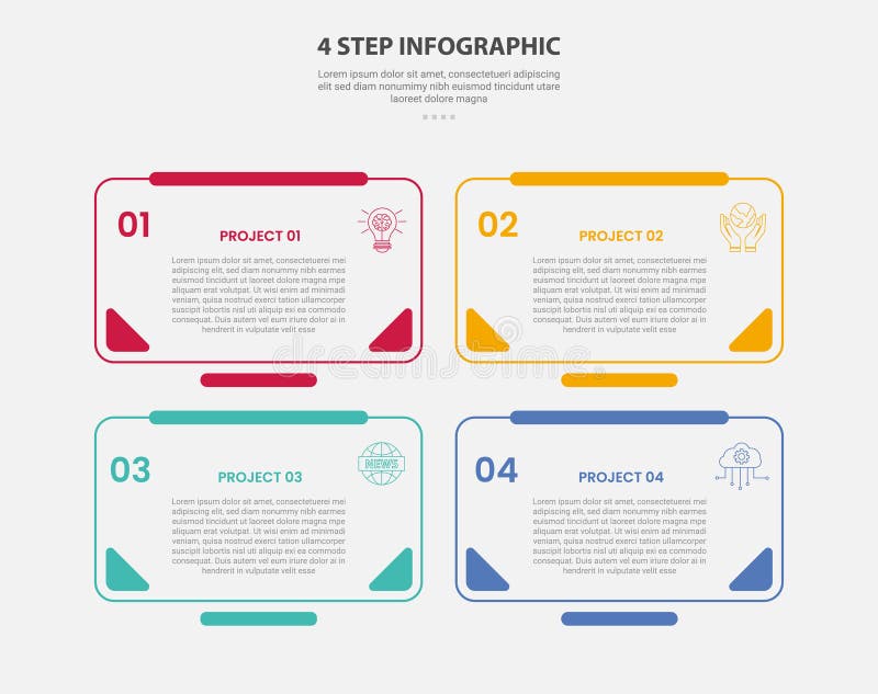 4 Points Template Infographic Outline Style with 4 Point Step Template ...