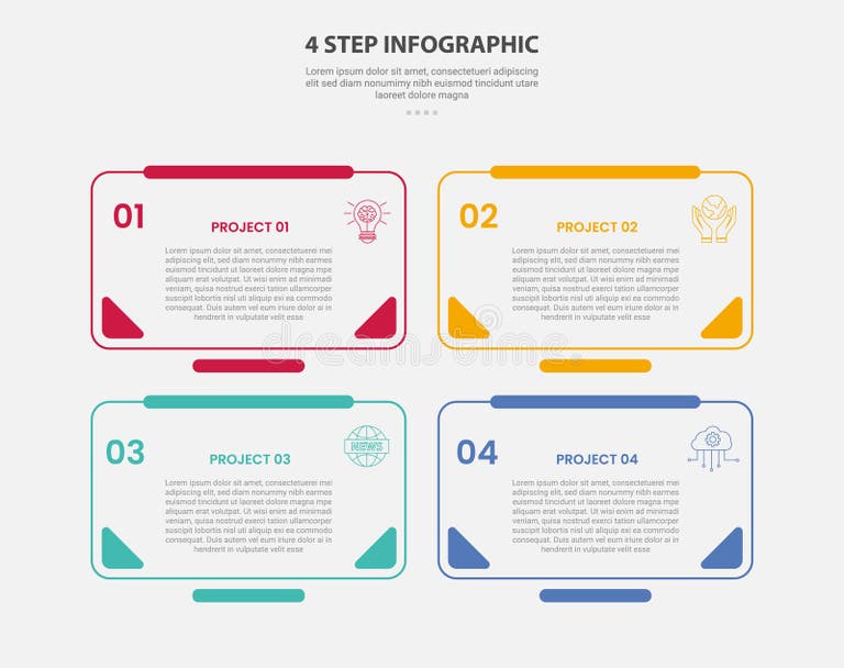 4 Points Template Infographic Outline Style with 4 Point Step Template ...
