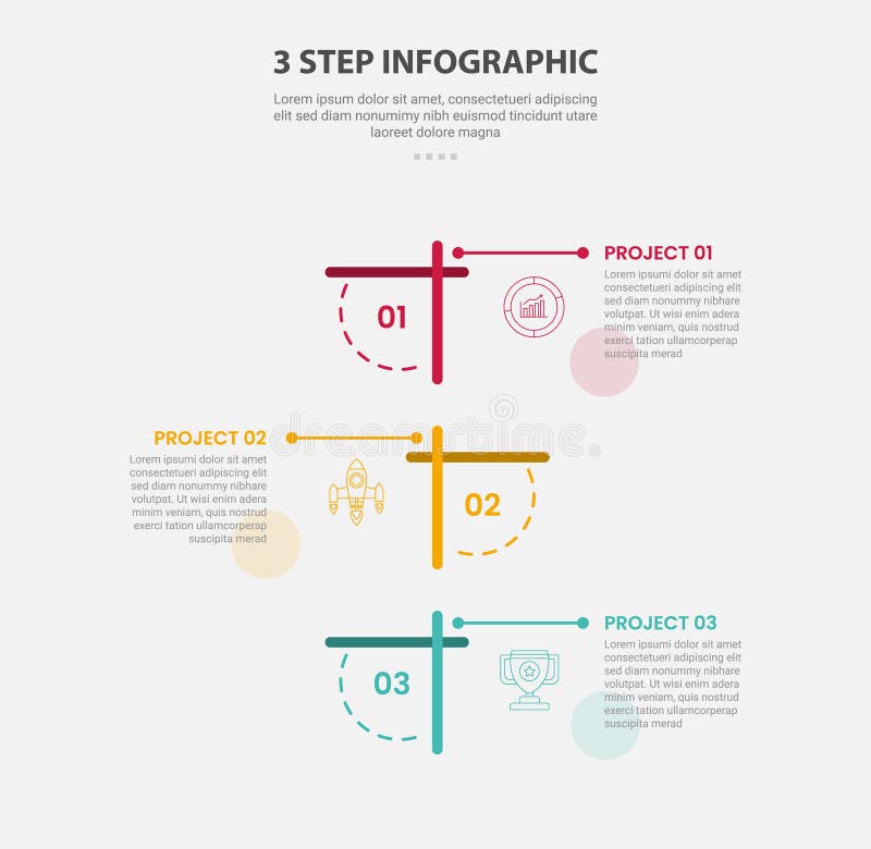 3 Points Template Infographic Outline Style with 3 Point Step Template with Round Rectangle Line ...
