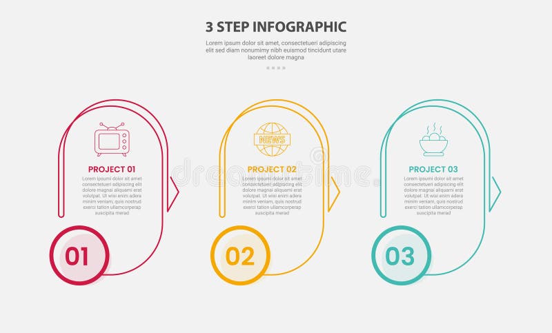 3 Points Template Infographic Outline Style with 3 Point Step Template ...