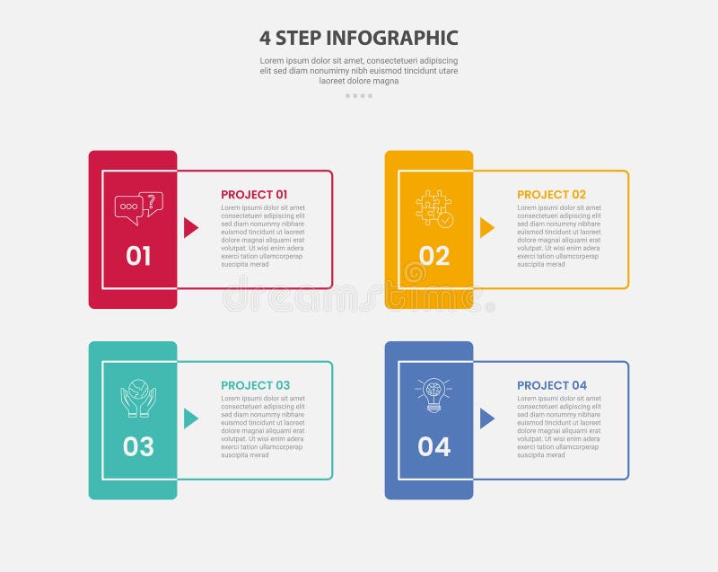 4 Points Template Infographic Outline Style with 4 Point Step Template ...