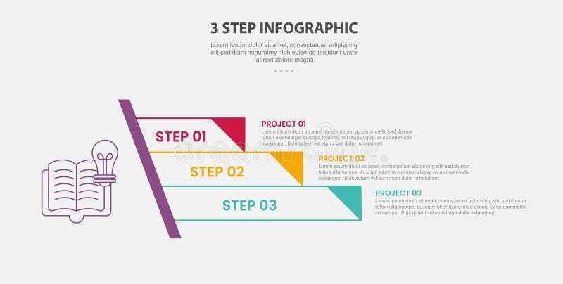 3 Points Template Infographic Outline Style with 3 Point Step Template ...