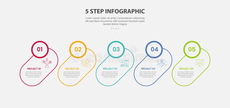 5 Points Template Infographic Outline Style with 5 Point Step Template ...