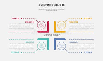 4 Points Template Infographic Outline Style with 4 Point Step Template ...