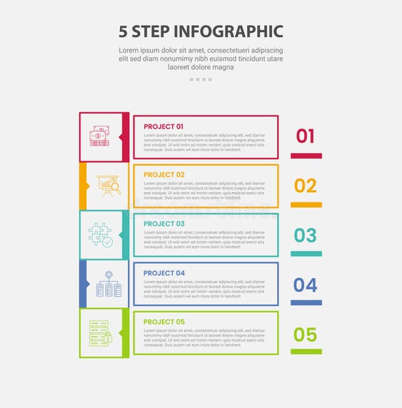 5 Points Template Infographic Outline Style with 5 Point Step Template ...