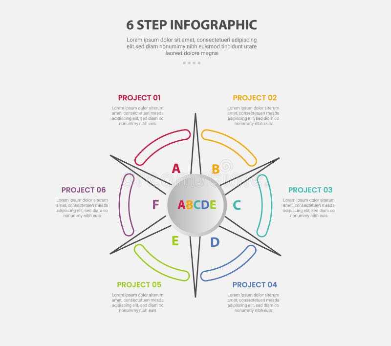 6 Points Template Infographic Outline Style with 6 Point Step Template ...