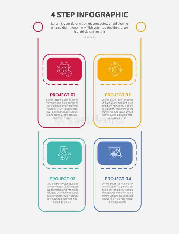 4 Points Template Infographic Outline Style with 4 Point Step Template ...