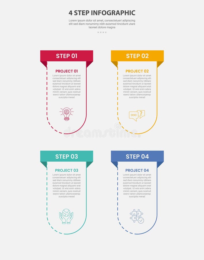 4 Points Template Infographic Outline Style with 4 Point Step Template ...