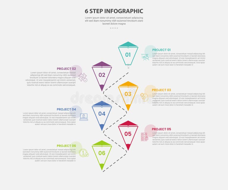 6 Points Template Infographic Outline Style with 6 Point Step Template ...