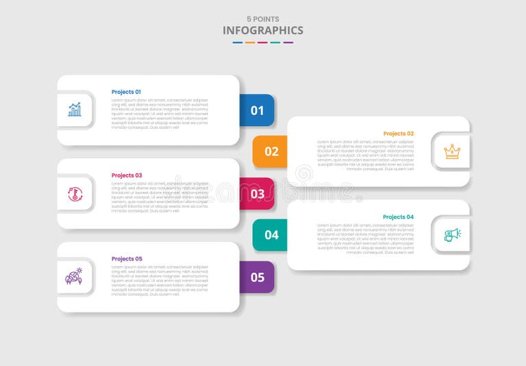 5 Points Template Infographic with Round Rectangle Box Stacked List ...