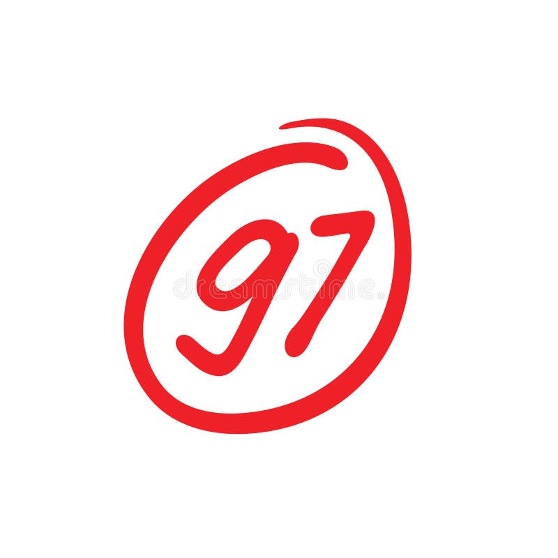 97 Points Test Score, Ninety Seven Points Grade Results, Hand Drawn ...