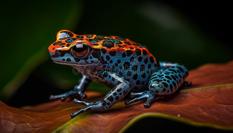 Poison Arrow Frog Sitting on Leaf in Tropical Rainforest Generated by ...