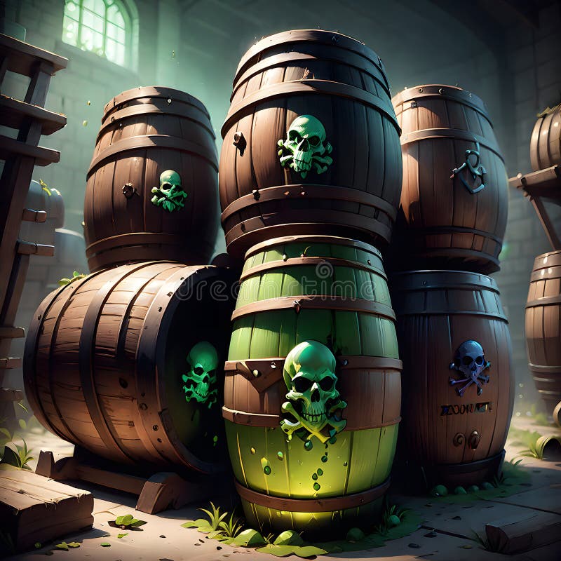 Poison Barrels, AI-generatet Stock Illustration - Illustration of ...