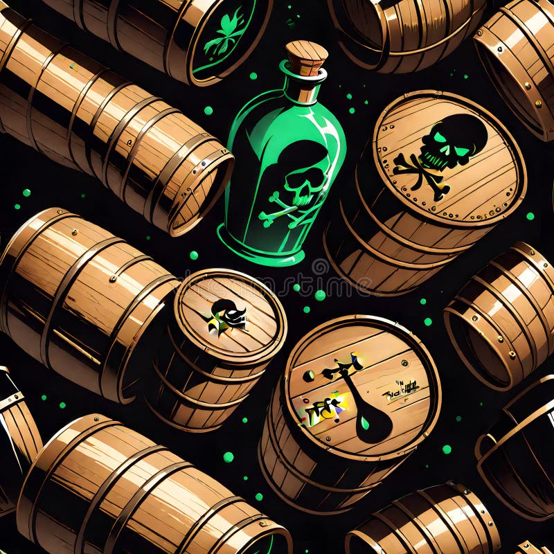 Poison Barrels, AI-generatet Stock Illustration - Illustration of acid ...