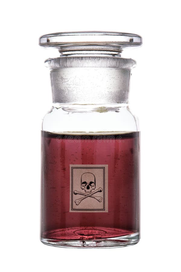 Poison Bottle with Skull and Bones Warning Label Stock Image - Image of ...