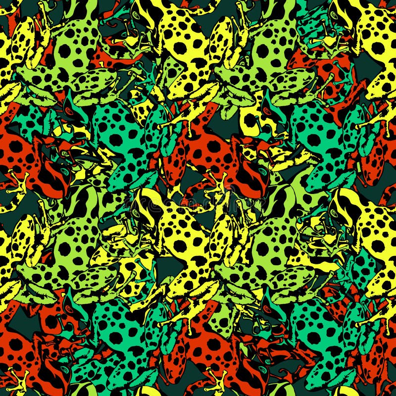 Poison-dart Frogs Dendrobates . Vector Study of Colors and Patterns ...