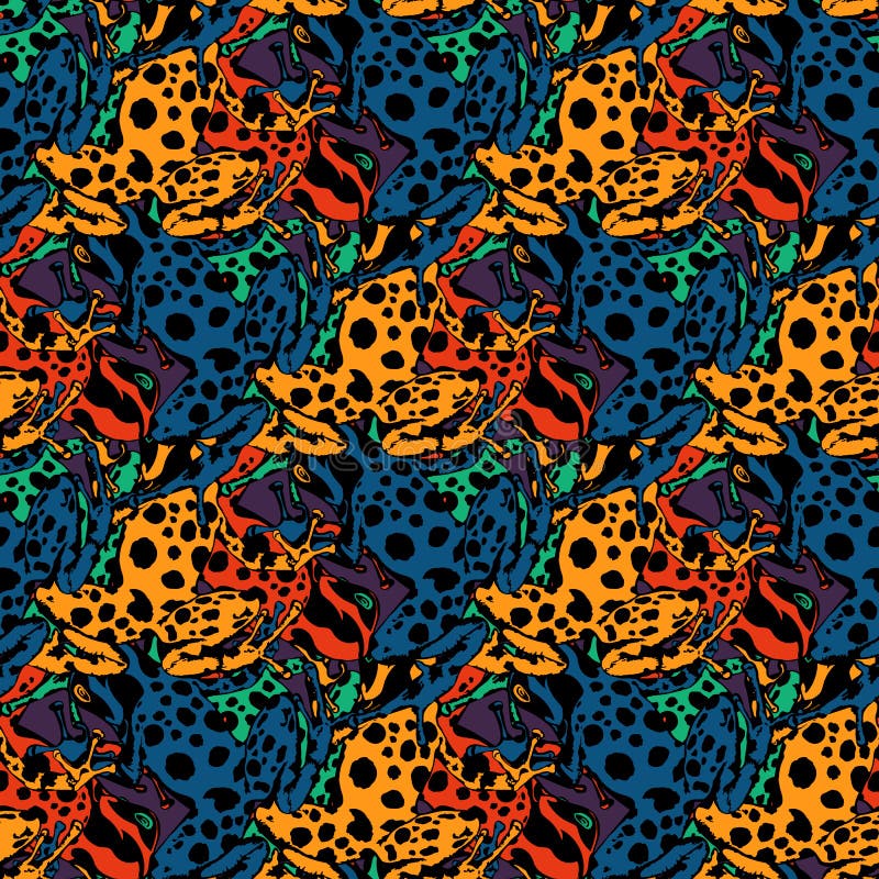 Poison-dart Frogs Dendrobates . Vector Study of Colors and Patterns ...