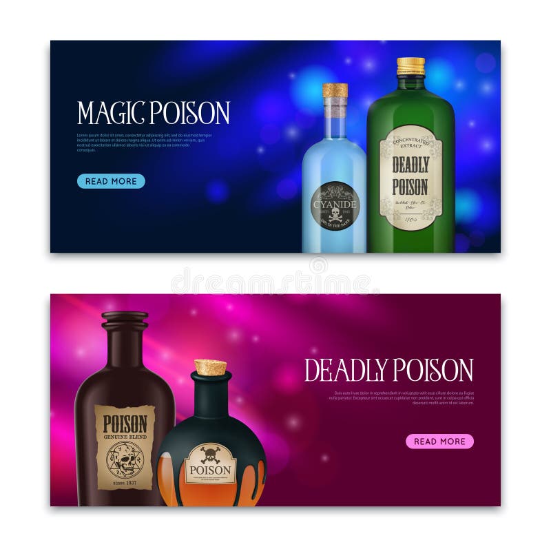 Poison Horizontal Banners Set Stock Vector - Illustration of drug, card ...