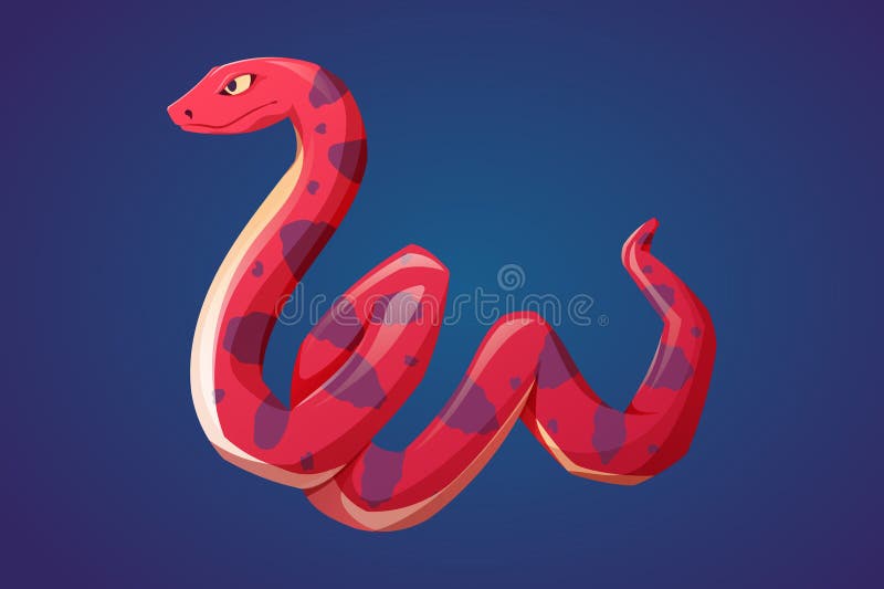 Poisonous Dangerous Red Snake with Spots. Vector Isolated Cartoon ...