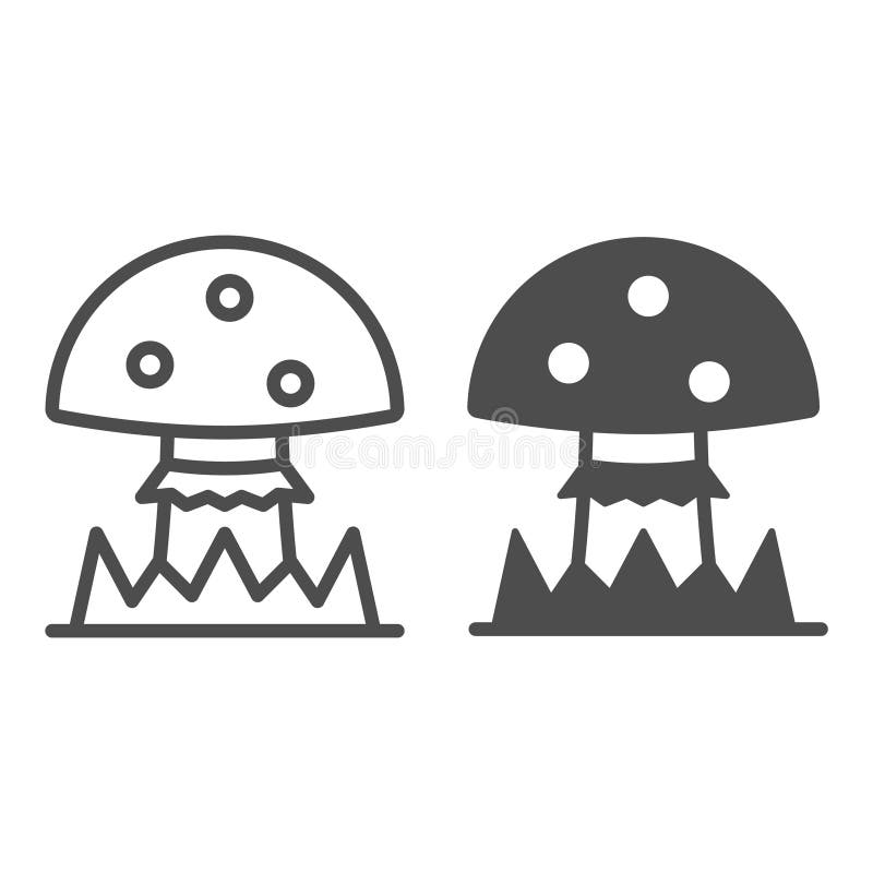 Poisonous Mushroom Line and Solid Icon, Forest Concept. Vector Graphics ...