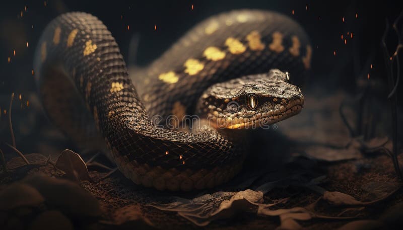 Poisonous Snake Digital Art Illustration, Generative AI Stock ...
