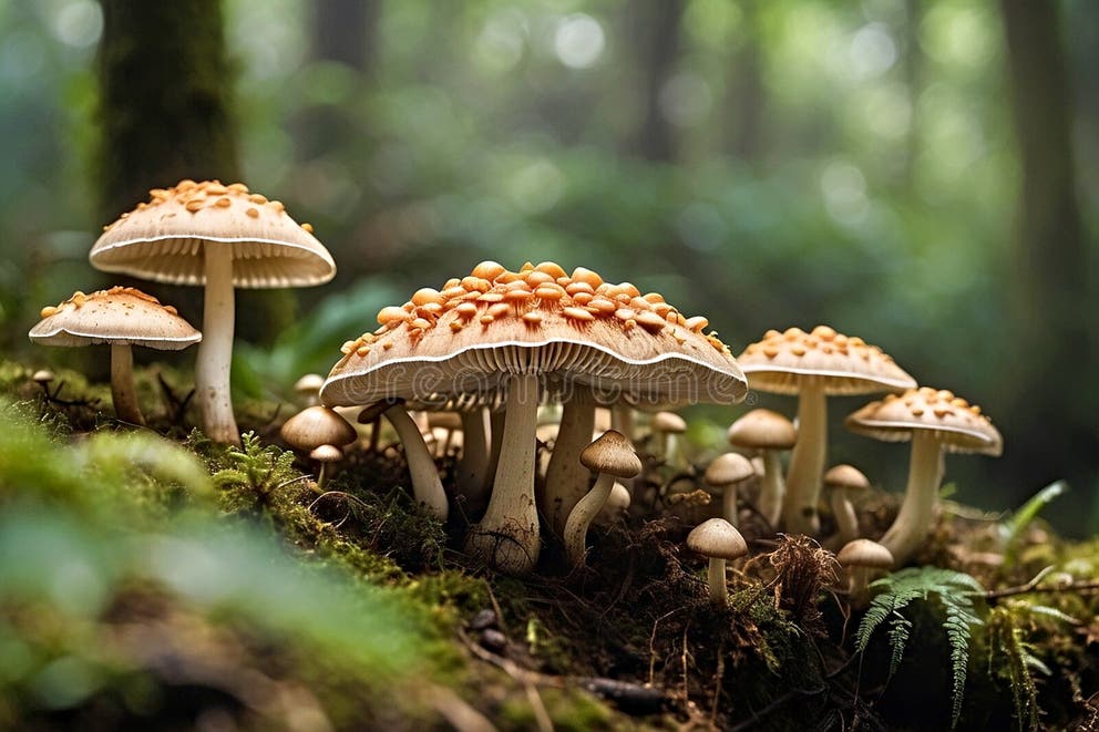 Poisonous Toadstool Cluster in the Fall Forest. Stock Photo - Image of ...