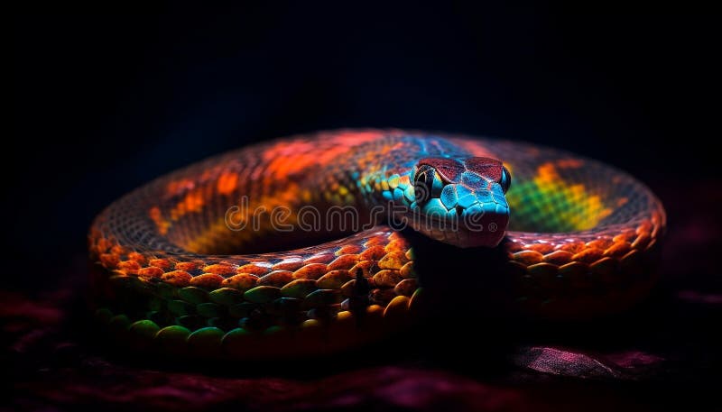 Poisonous Viper Spiral Pattern Glows in Dark Generated by AI Stock ...