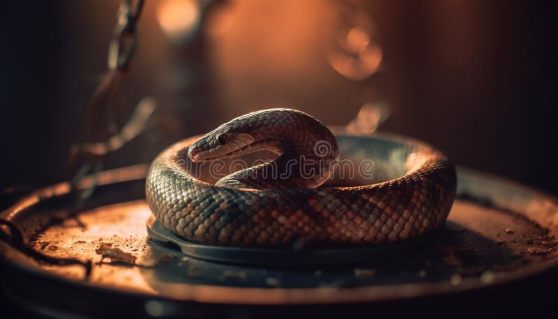 Poisonous Viper Spiral Pattern on Skin, Close Up and Dangerous ...