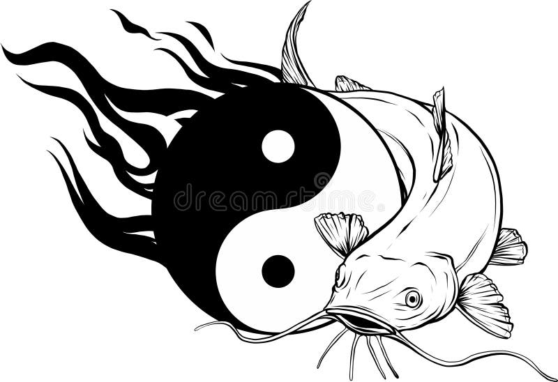 Poisson-chat. Noir Et Blanc. Croquis Vectoriel D'un Poisson ...