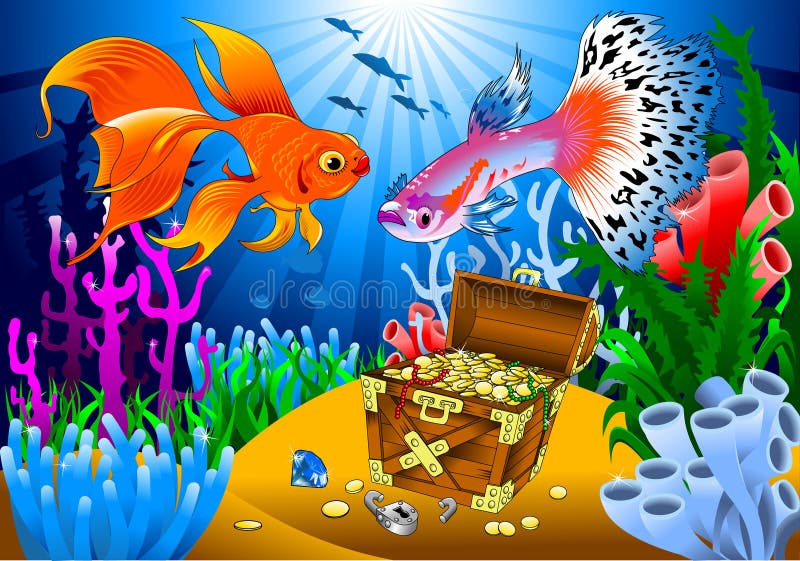 Poissons De Chiens De Mer Et De Guppy Illustration Stock - Illustration ...
