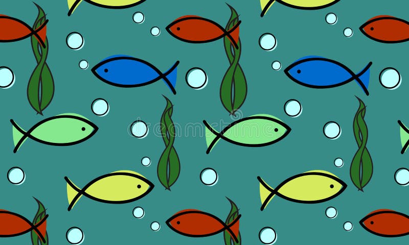 Poissons De Fond Sur Un Vert Illustration Stock - Illustration du ...
