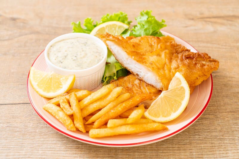 Poisson Et Frites Filet De Poisson Frit Aux Frites De Pommes De Terre ...