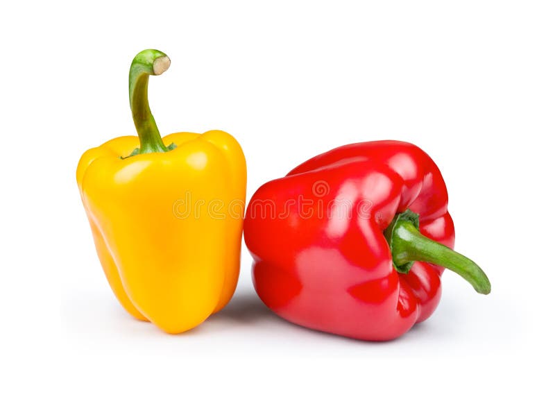 Poivron Rouge Doux Tranché Et Tombant Isolé. Image stock - Image du ...