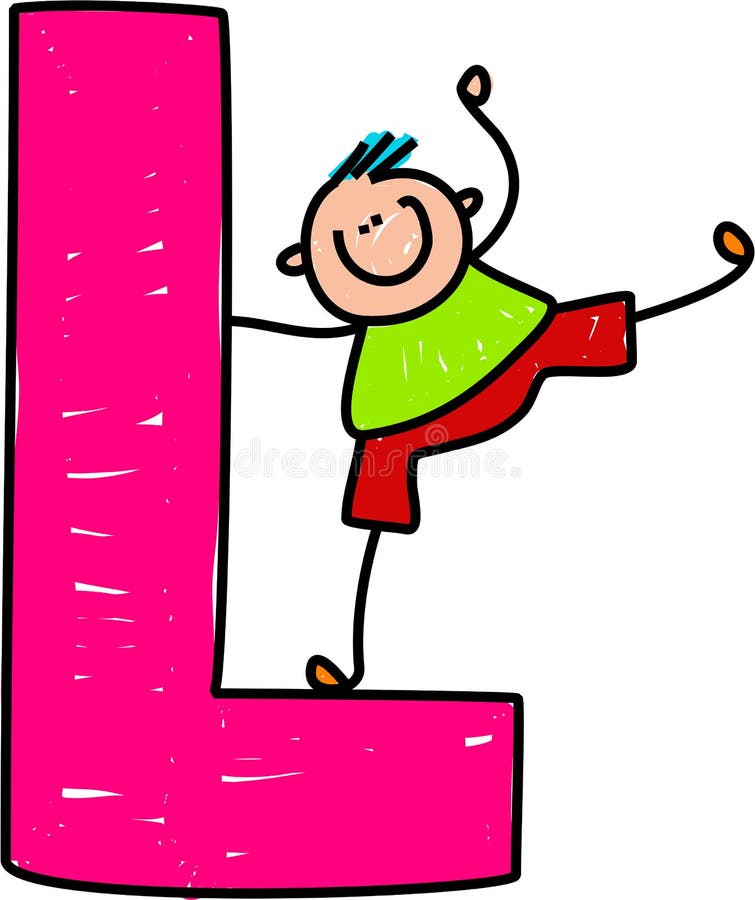 Pojke med bokstaven L vektor illustrationer. Illustration av förträning ...