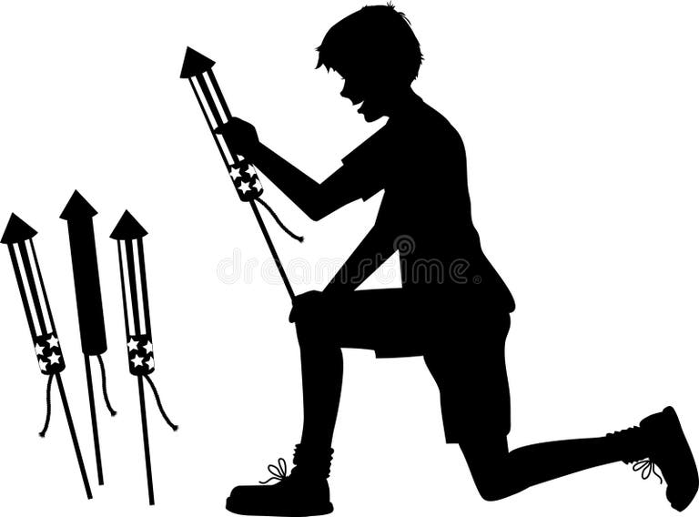 Pojke med flaskraket vektor illustrationer. Illustration av pojke ...