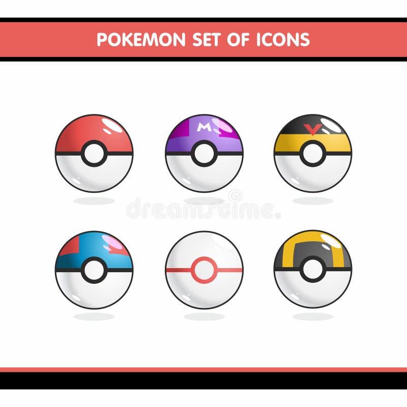 Pokemon icons set editorial stock image. Illustration of connection ...