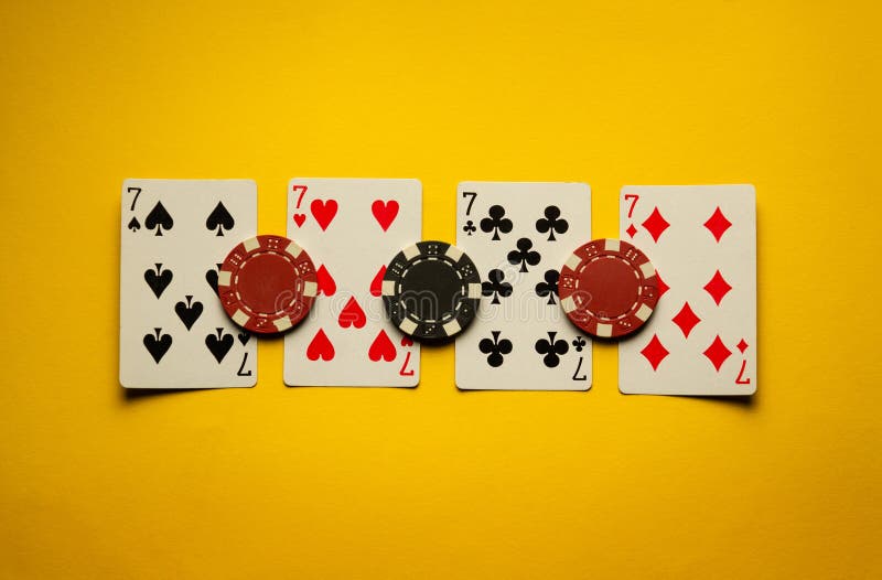 Poker Cards with a Combination of Four of a Kind or Quads are on a ...