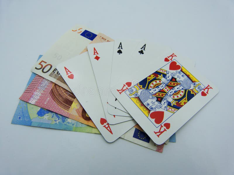 Poker Cards and Money, Concept of Win a Poker Game with Cards, White ...