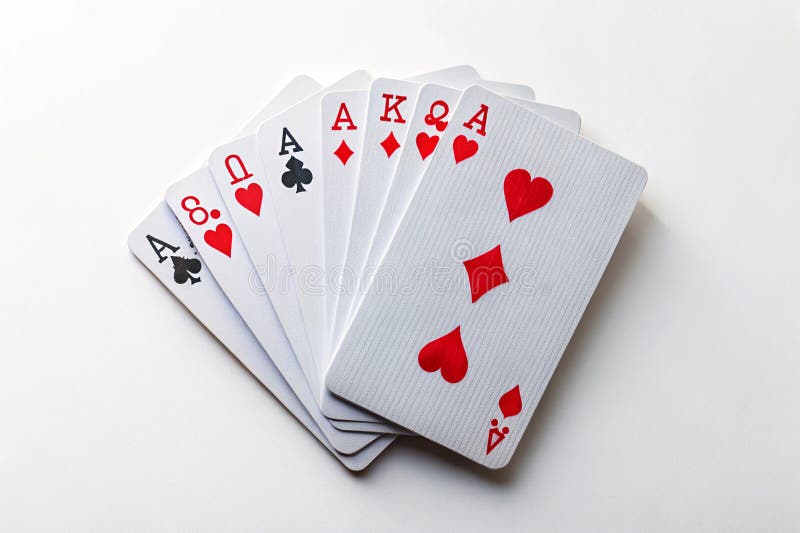 Poker Cards Showing a Straight Flush Hand on White Surface Stock ...