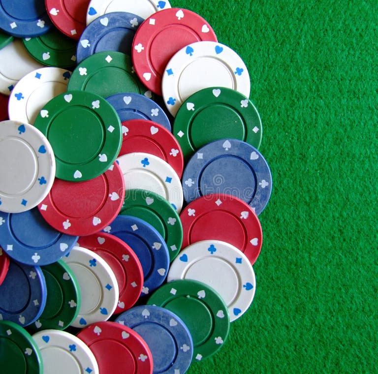 Poker chips stock image. Image of king, fabric, suit, green - 5287367
