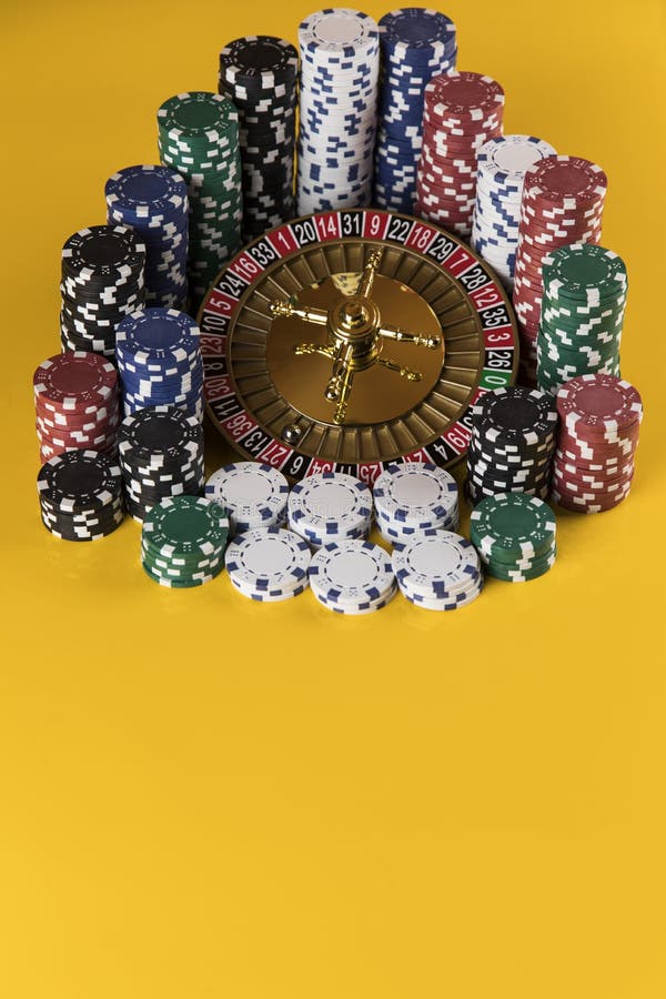 Poker Chips, Casino Roulette Wheel Stock Photo - Image of gamble, gold ...