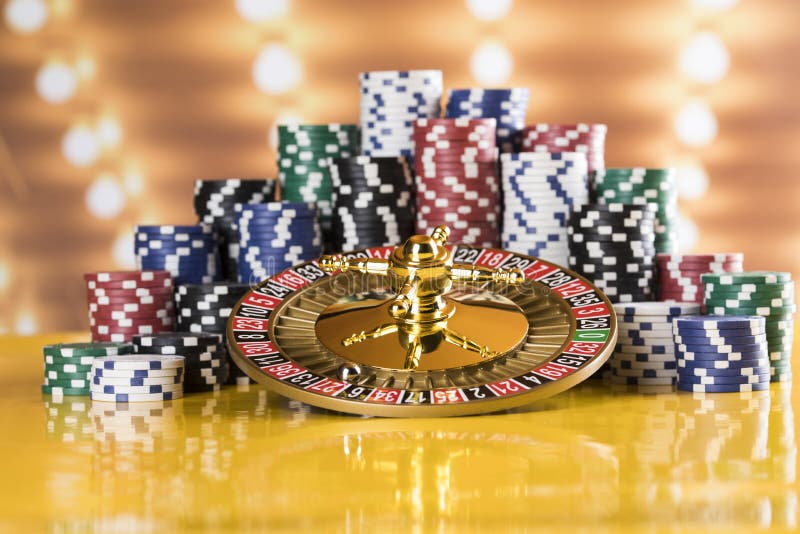 Poker Chips, Casino Roulette Wheel Stock Image - Image of betting ...