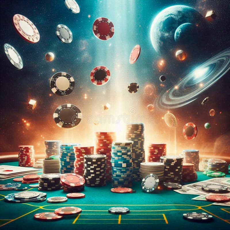Poker Chips Falling on Poker Table, Big Win Concept. Generated AI Stock ...
