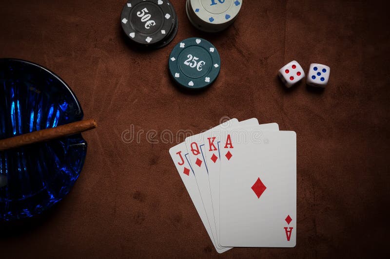 Poker Chips and Generic Playing Cards Stock Image - Image of flush ...