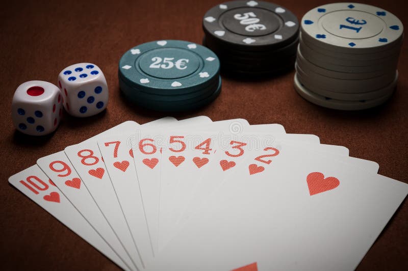 Poker Chips and Generic Playing Cards Stock Image - Image of folded ...
