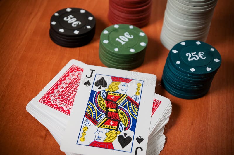 Poker Chips and Generic Playing Cards Stock Image - Image of leather ...
