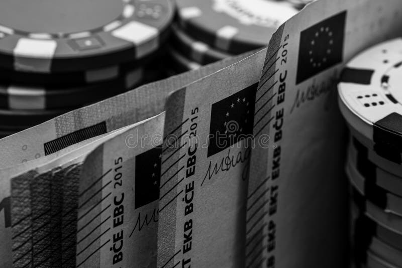 Poker Chips, Money and Gamble Stock Photo - Image of closeup, chance ...