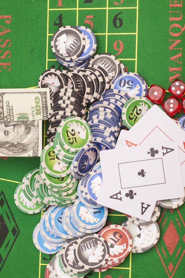 Poker Chips, Money,playing Cards and Dice Stock Image - Image of pile ...
