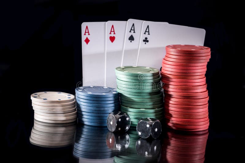 Poker chips and play card stock photo. Image of card - 94659500